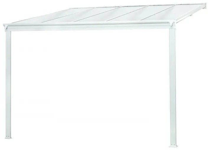 Hliníková pergola 3,12 x 3 m bílá / polykarbonát Dekorhome Kouřově hnědá (bronz)