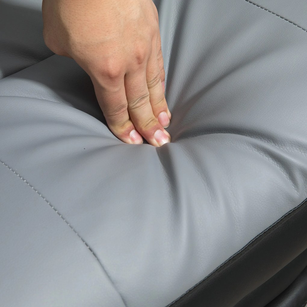 Kancelářská židle HOMCOM s houpací funkcí, nosnost 180 kg, ergonomická, 160° sklopný opěrák, koženka, 63Š x 71D x 123-129V cm, světle šedá