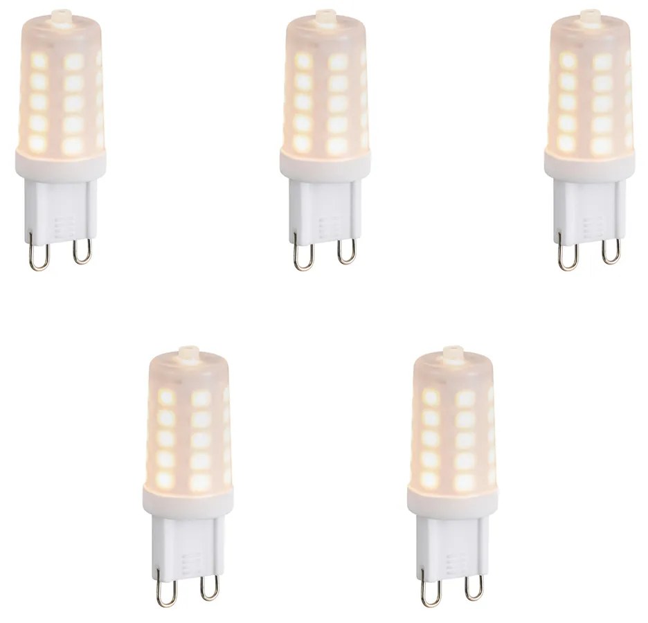 Sada 5 stmívatelných LED žárovek G9 opálových 1,2W 100 lm 2200K