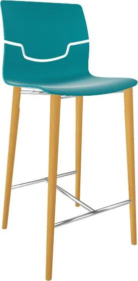 GABER - Barová židle SLOT BL - nízká, tyrkysová/buk