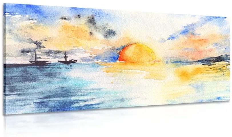 Obraz akvarelové moře a zapadající slunce Varianta: 100x50