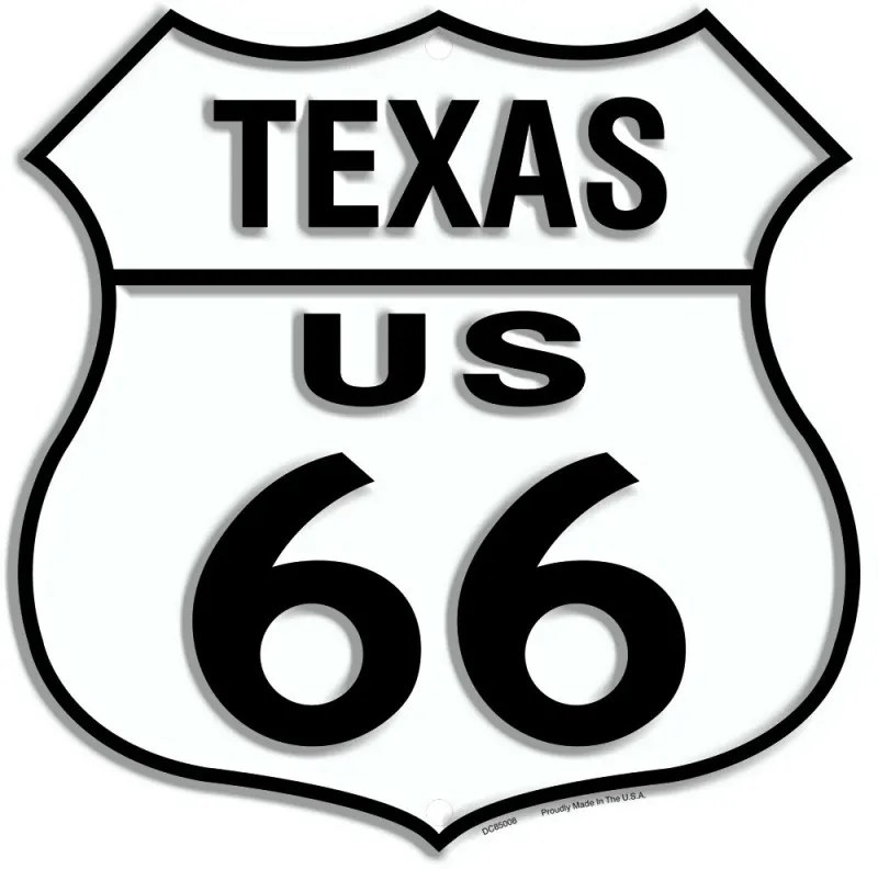 Plechová cedule Route 66 Texas Shield 30cm x 30 cm
