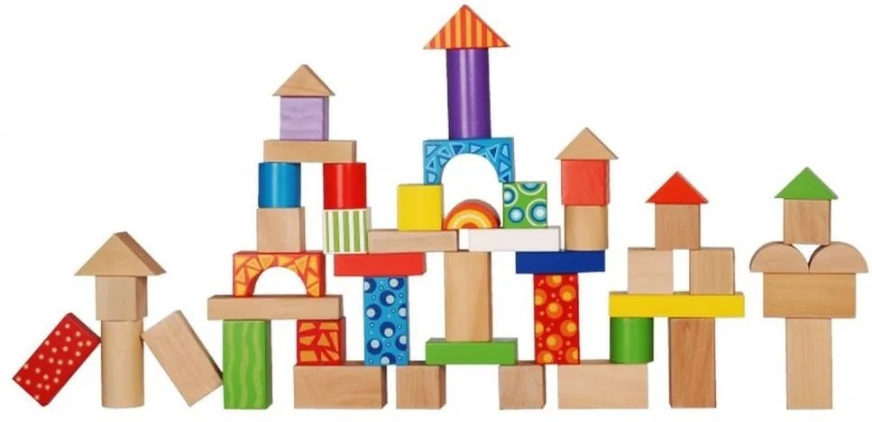 Dětská dřevěná stavebnice 50 kusová Ecotoys