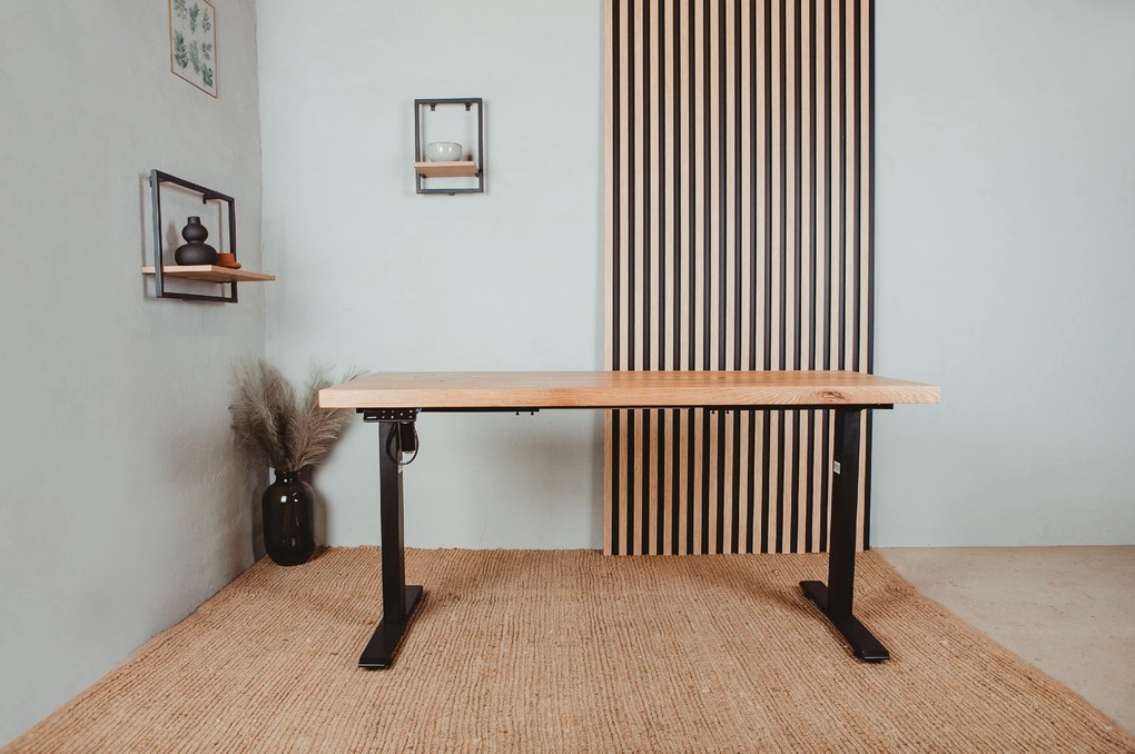 Wudboys Polohovatelný pracovní stůl WORKER Barva kovu: Bílá, Dřevo: Dub lamino - dle vzorníku, Rozměr: 1400X600, moderní skandinávský styl