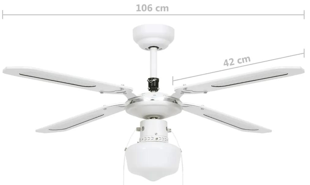 vidaXL Stropní ventilátor se světlem 106 cm bílý