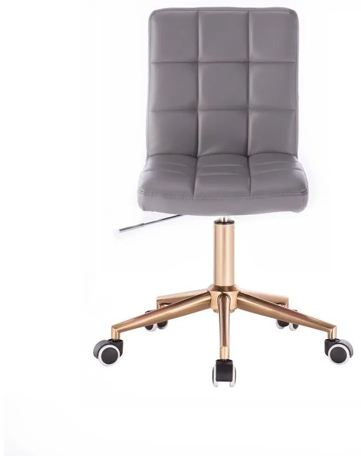 LuxuryForm DESIGN Otočná židle TOLEDO na zlaté podstavě s kolečky - šedá