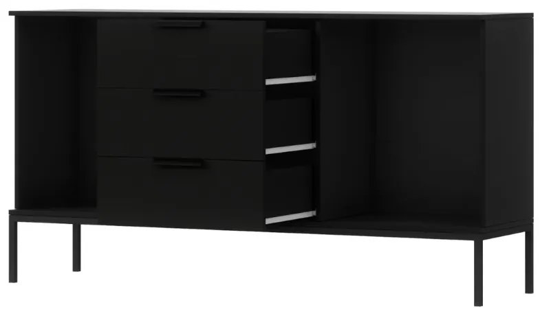 Komoda MEORATI 150x40 cm, černá/dub artisan