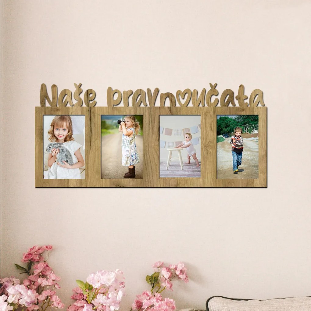 dřevo života Dřevěný fotorámeček Naše pravnoučata Zvolte barvu dekoru: Wenge, Zvolte velikost fotografie (cm): 13x18, Počet fotorámečků: 2