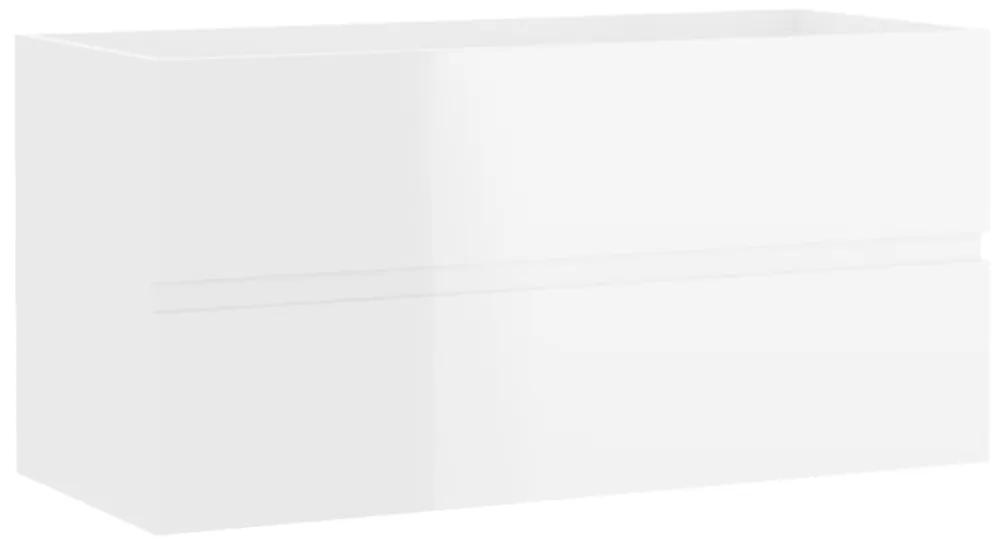 Skříňka pod umyvadlo bílá vysoký lesk 90x38,5x45 cm dřevotříska - Default Title