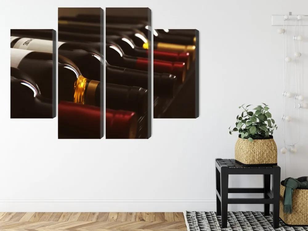 Vícedílný obraz Lahve Na Lahodné Víno Nedostatek Nedostatek Přírodní plátno 160x120