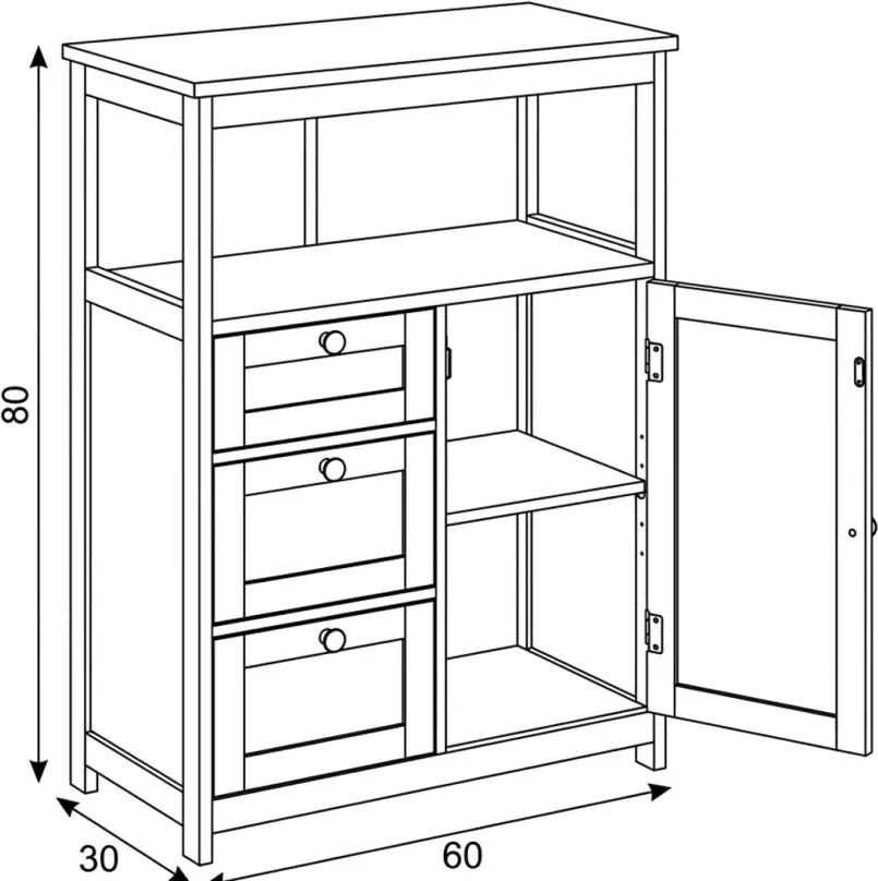 Komoda AUK-E1154 WT, mdf, bílá (60 x 30) cm