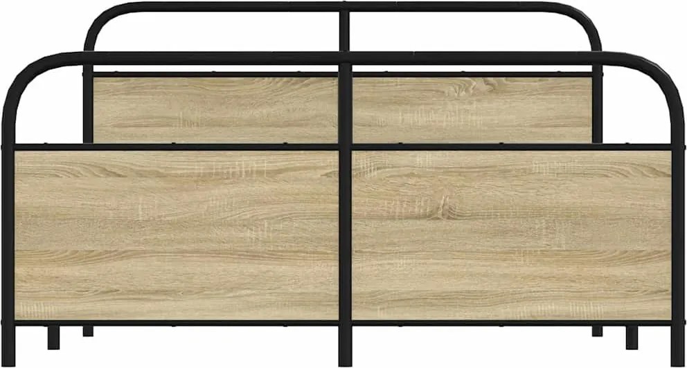 Kovový rám postele bez matrace dub sonoma 150 x 200 cm 3318650