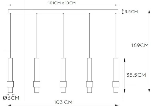 Lucide 24402/30/30 -LED Stmívatelný lustr na lanku MARGARY 5xLED/4,2W/230V černá