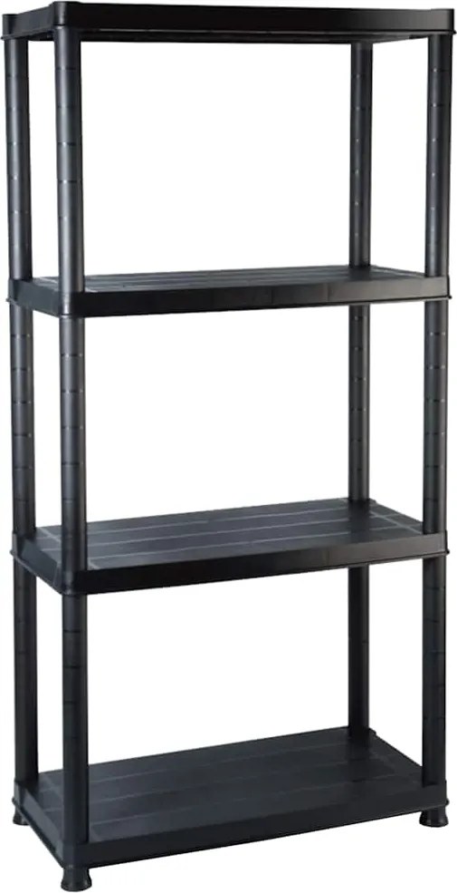 Úložný regál 4patrový černý 61 x 30,5 x 130 cm plast 147683