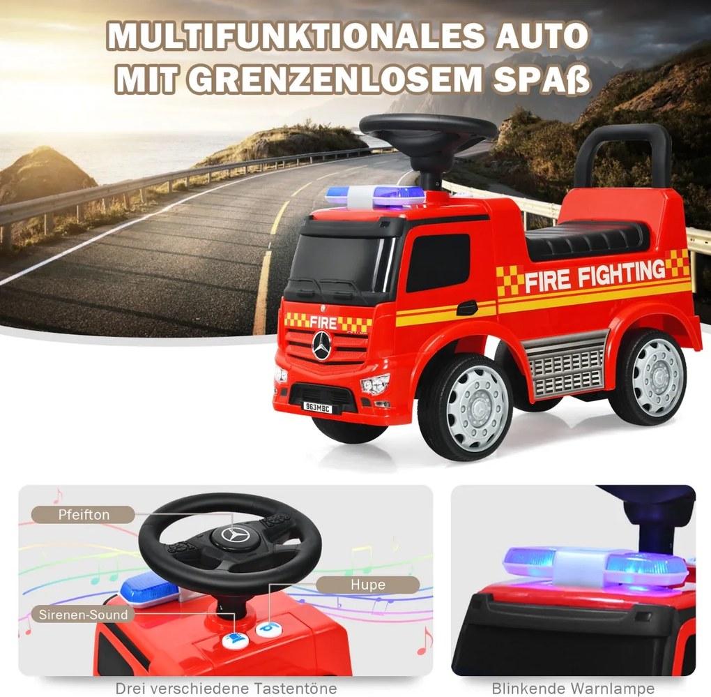 Costway Dětské hasičské auto s licencí Mercedes Benz červené – 62 × 29 × 43 cm