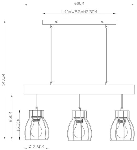 Globo 15326-3N - Lustr na lanku MINA 3xE27/40W/230V