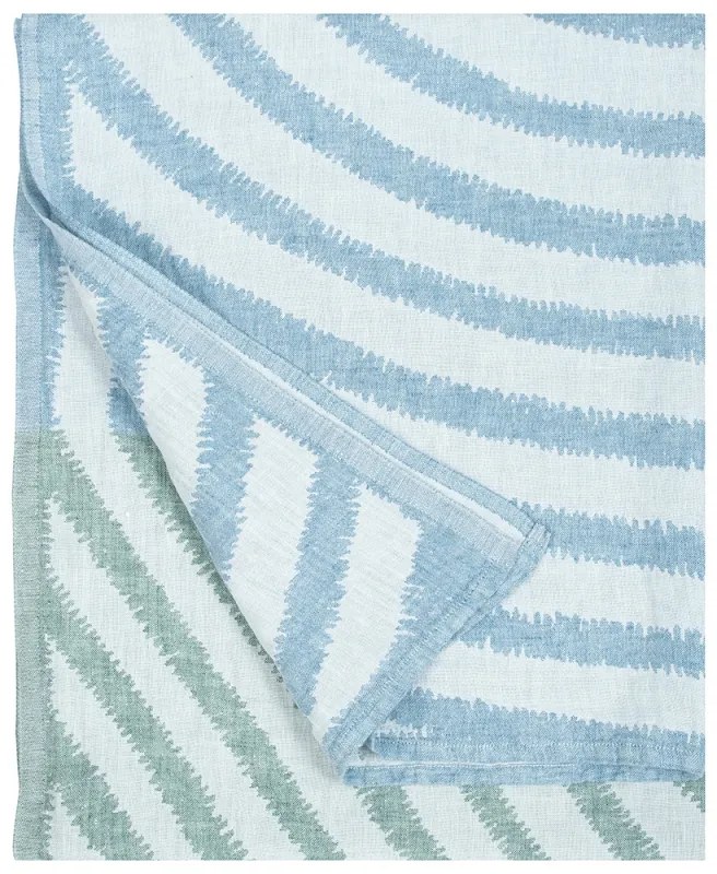 Lněný ručník Metsälampi, bílo-zeleno-modrý, Rozměry  48x70 cm