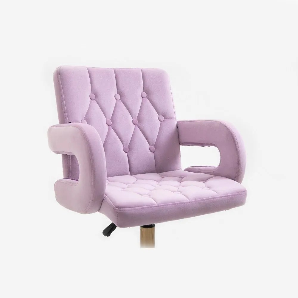 LuxuryForm DESIGN Otočná židle BOSTON VELUR na zlaté podstavě s kolečky - levandule