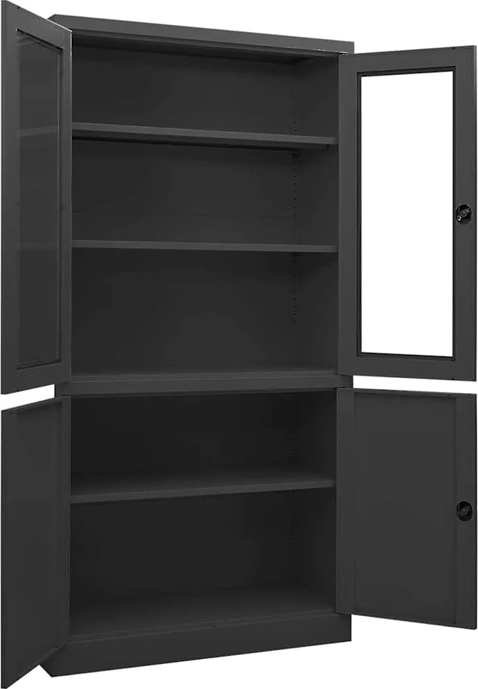 Kancelářská skříň antracitová 90 x 40 x 180 cm ocel 335949