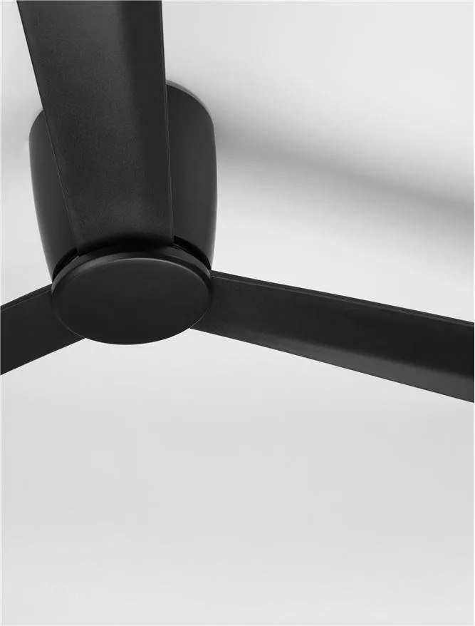 NV 9952330 Stropní ventilátor DELL tělo z hliníku matná černá 3ABS dřevěné listy - NOVA LUCE
