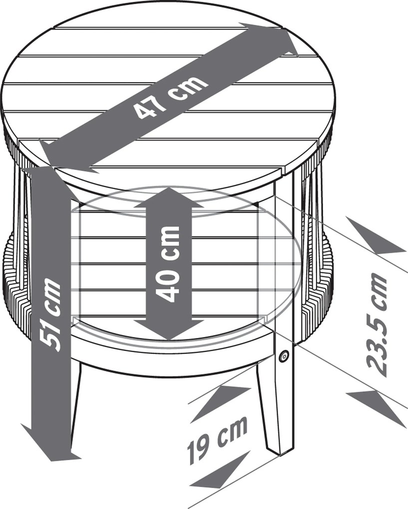 Tchibo - Zahradní odkládací stolek s odnímatelnou deskou - barva: hnědá