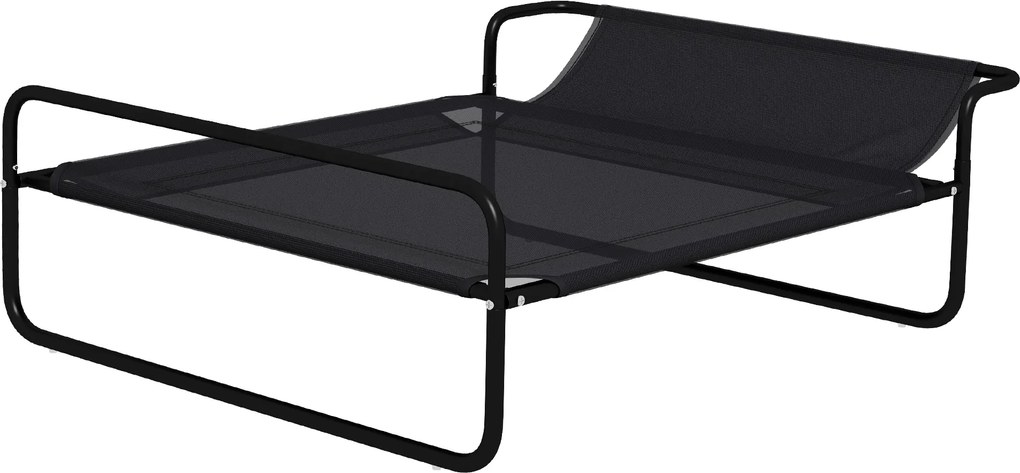 PawHut Dog Lounger Outdoor, vyvýšený pelíšek pro psy s prodyšným síťovaným potahem, pelíšek pro malé a střední psy černý 91 x 69 x 29 cm