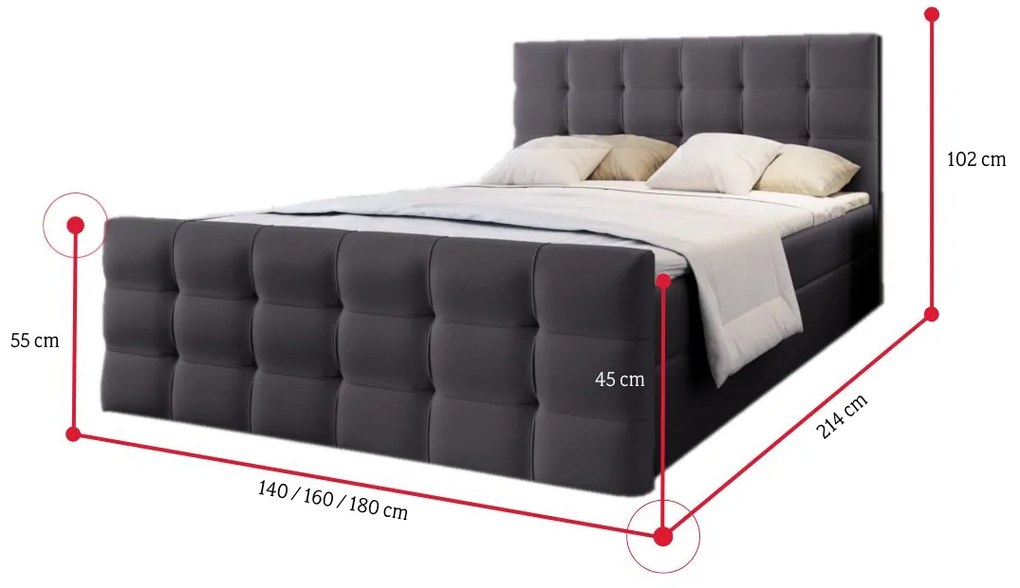 Expedo Čalouněná postel boxspring SAIMON + topper, 160x200, Cosmic 160