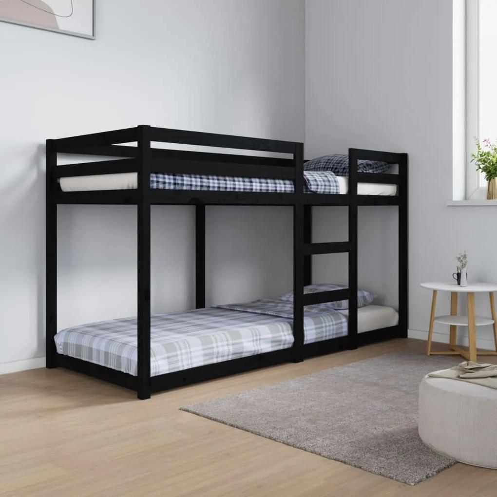Patrová postel černá 75 x 190 cm masivní borové dřevo,  821663