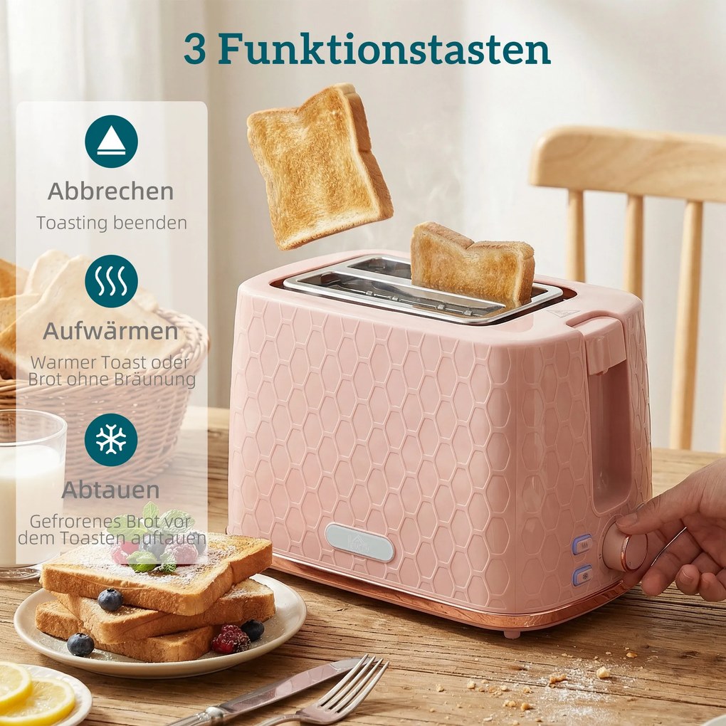 HOMCOM Sada rychlovarné konvice a topinkovače, rychlovarná konvice o objemu 1,7 litru a příkonu 2200 W s automatickým vypínáním a dvouplátkový topink…