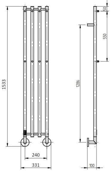 P.M.H. MO1SS-LK - Elektrický sušák na ručníky MONA 93W/230V 153,3 cm IP44 nerez