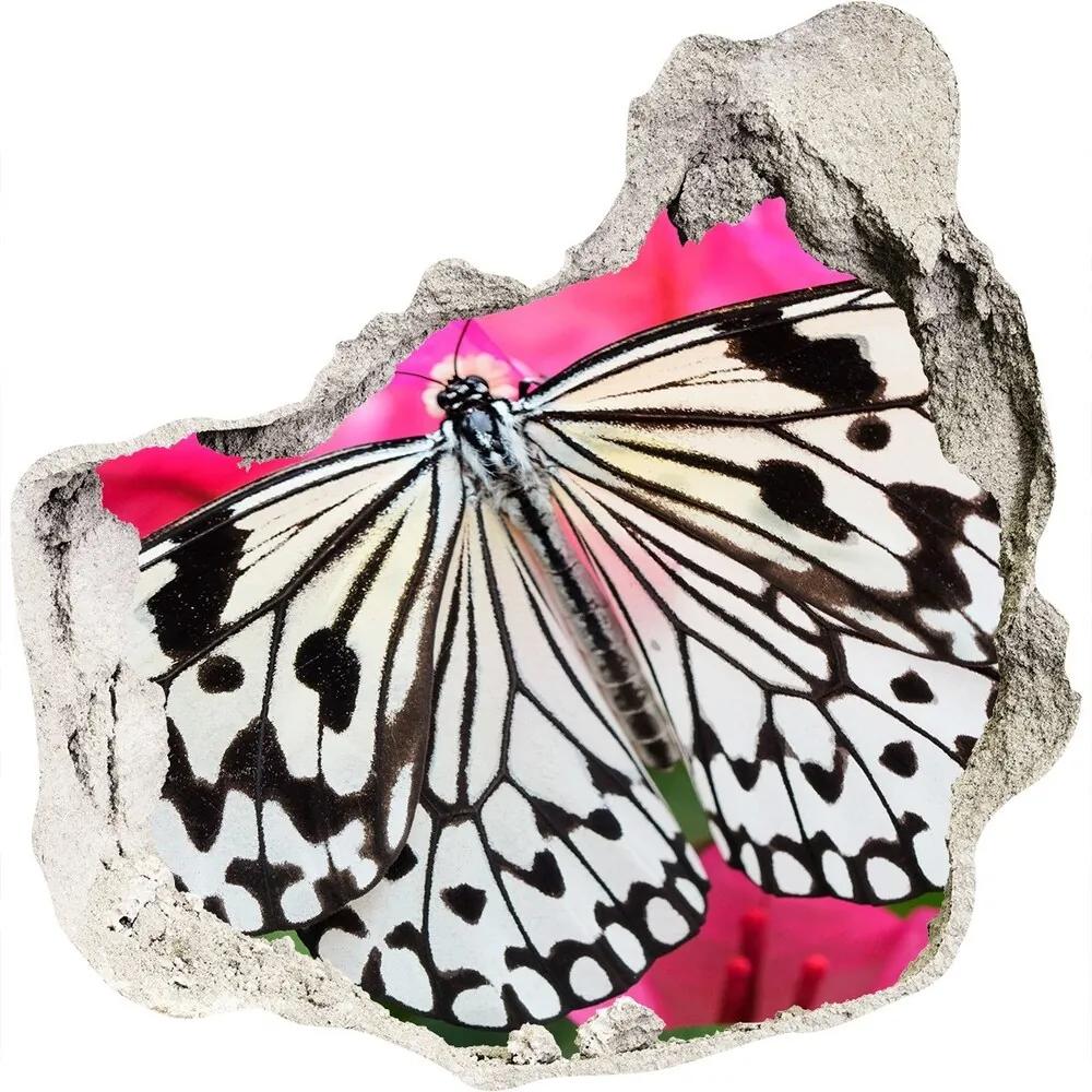 Wallmuralia Díra 3D fototapeta nálepka Motýl na květině 75x75 cm