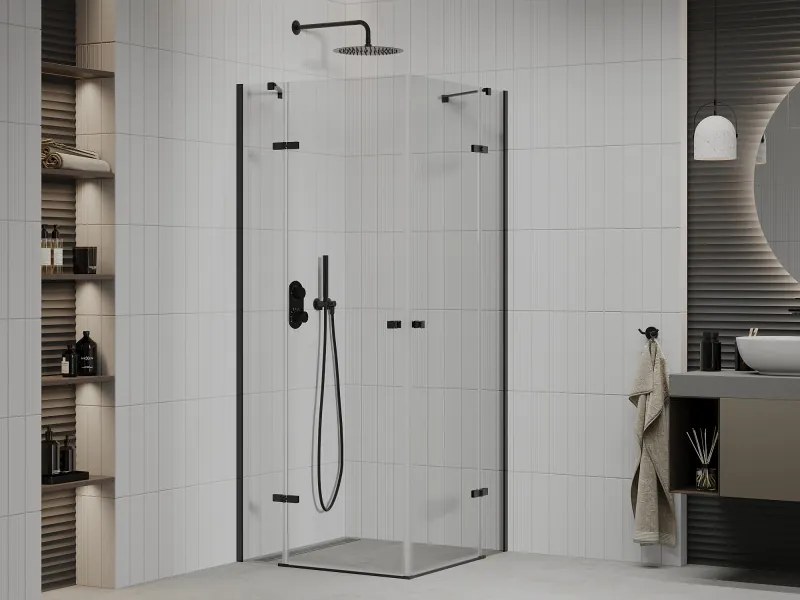Mexen Roma Duo sprchový kout 80 x 80 cm, 6mm sklo, čiré sklo/černý profil, 854-080-080-70-00-02