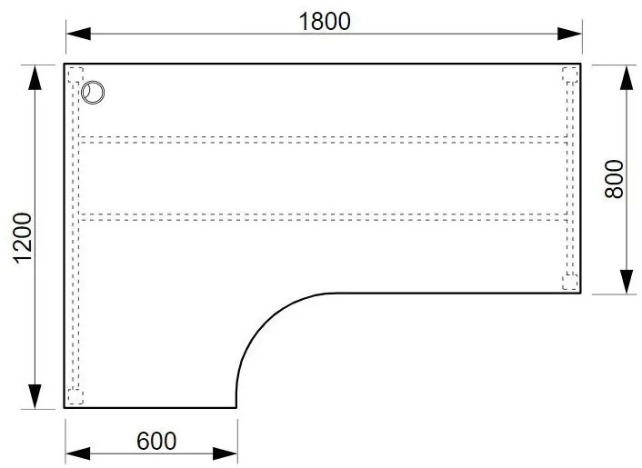 Kancelářský stůl Hobis Ergo pravý UE180060P, deskaakát, černá černá