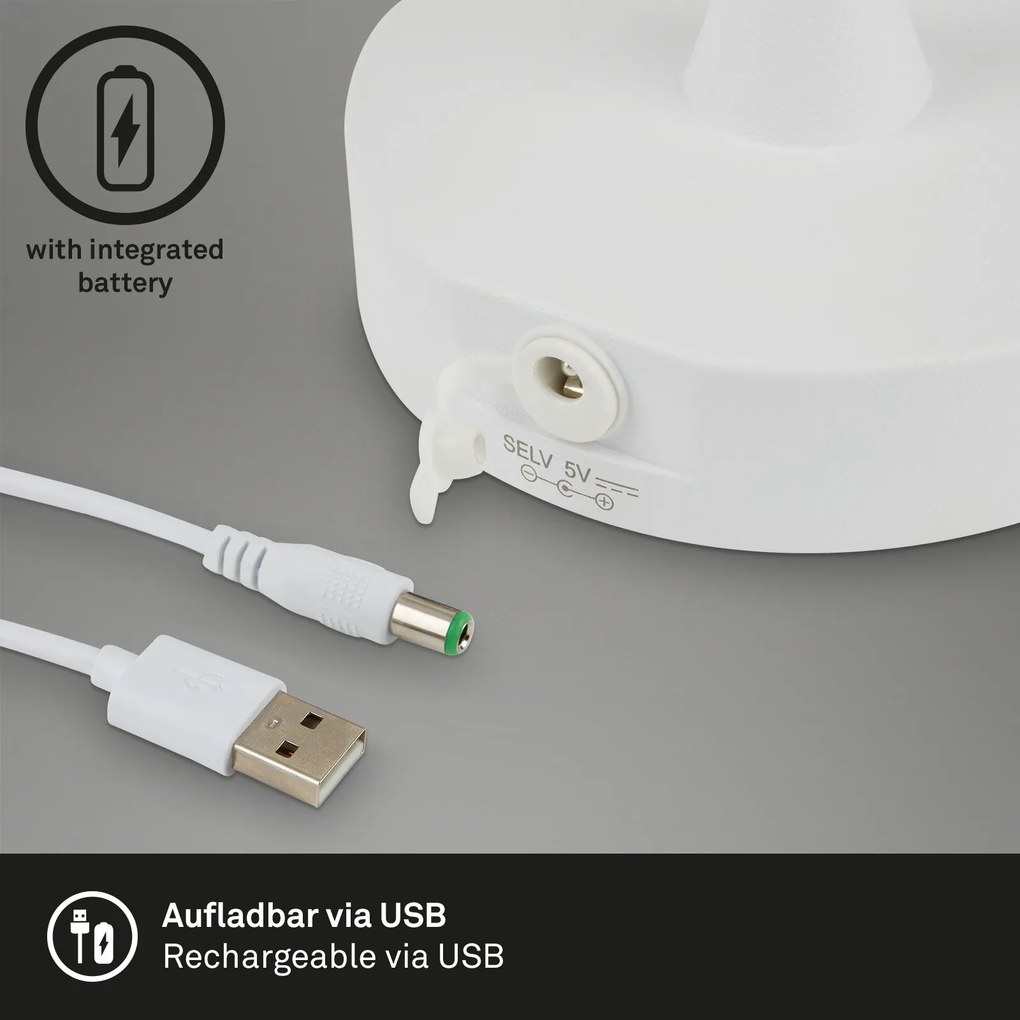BRILO 7032416 LED venkovní stolní lampa s dotykovým vypínačem, pr.30 cm, LED modul, 3 W, 340 Lm, bílé (starý kód: BRILO 7032-416) - BRILO
