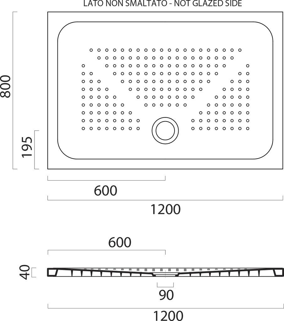 GSI GSI, Keramická sprchová vanička, obdélník 120x80x4cm, bílá ExtraGlaze, 47120811