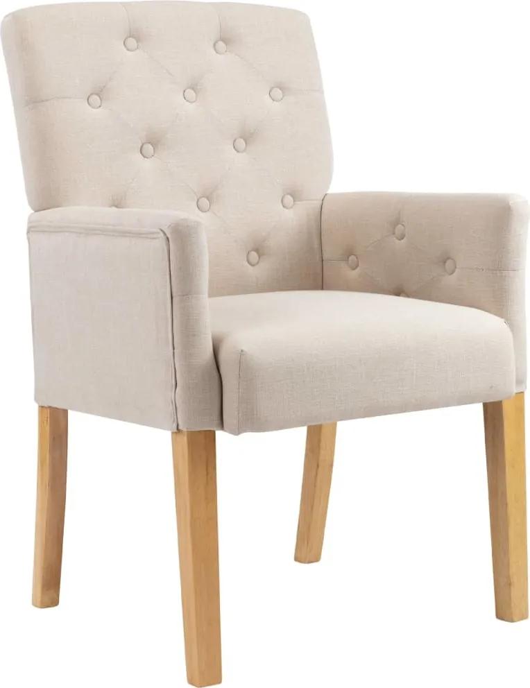 vidaXL Jídelní židle s područkami 4 ks textil [3058295] Barva: Béžová