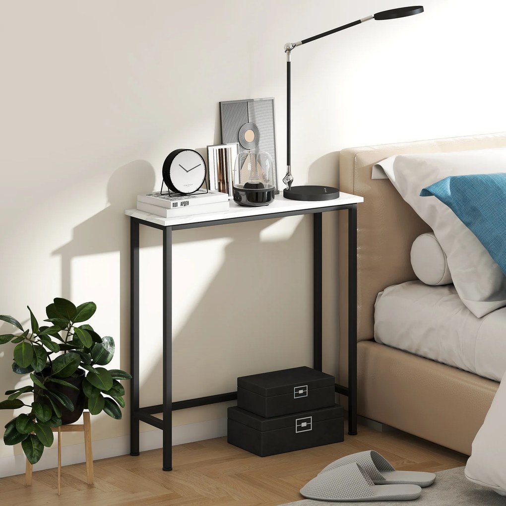 HOMCOM Konzolový stolek do předsíně s nastavitelnými nožičkami, ochranou proti převrácení 75 x 24 x 76 cm pro malý prostor, černý