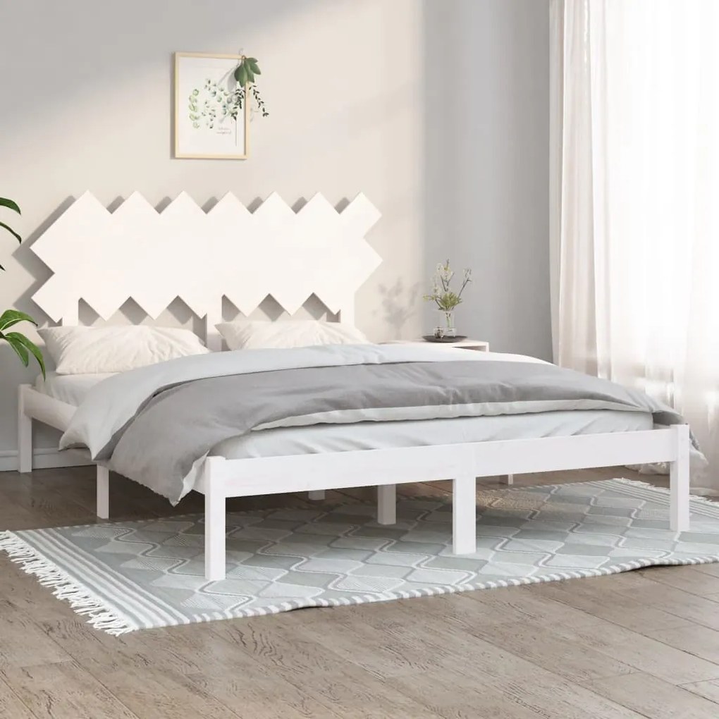 Rám postele bílý 140 x 200 cm masivní dřevo 3104869