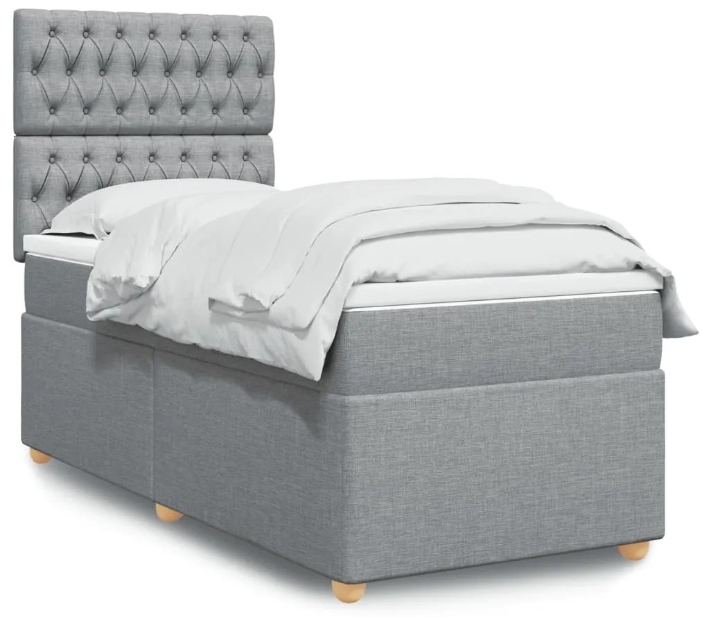 Box spring postel s matrací světle šedá 90x190 cm textil 3291142