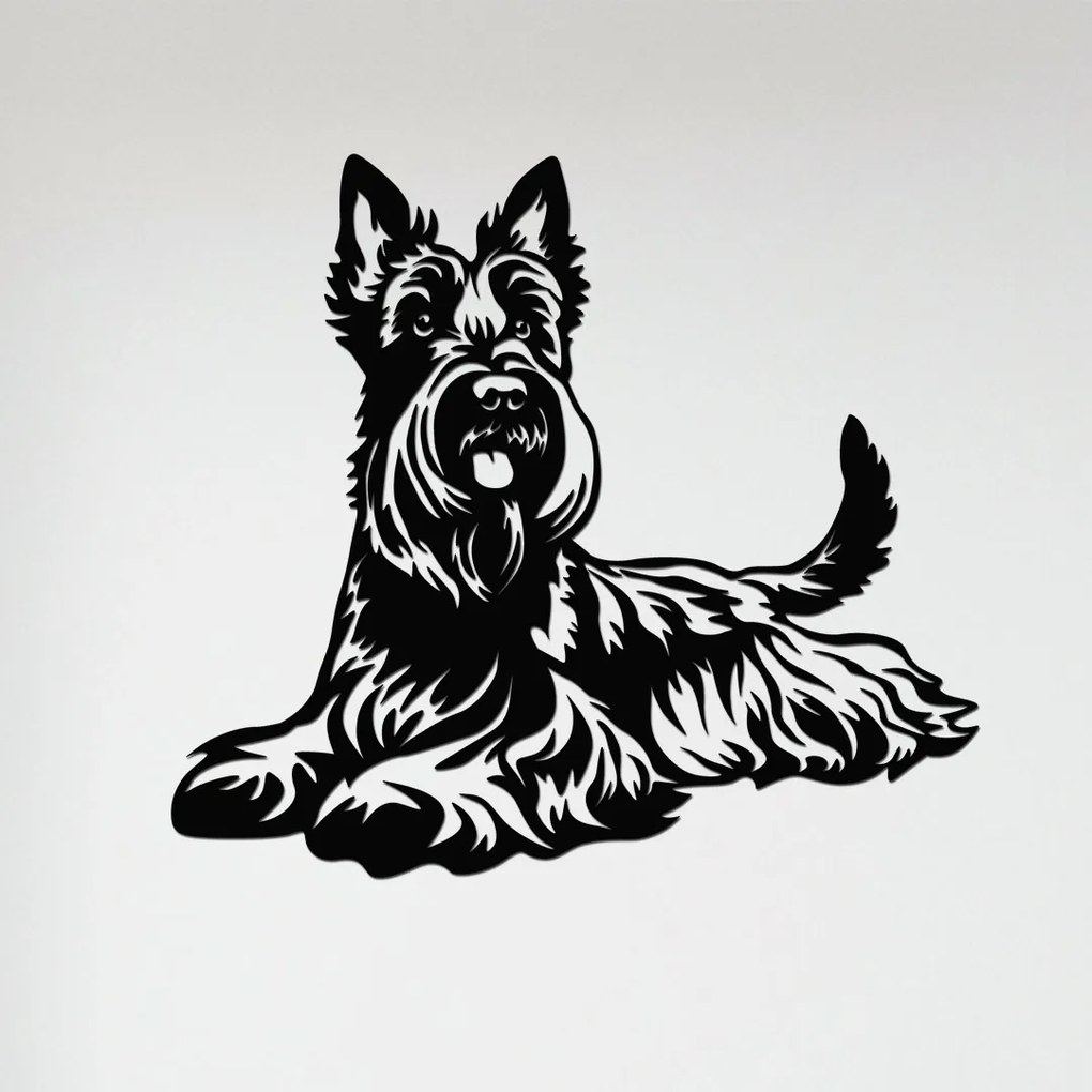 dřevo života Dřevěný obraz Skotský teriér Zvolte rozměr (cm): 60x54, Zvolte barvu dekoru: Bílá