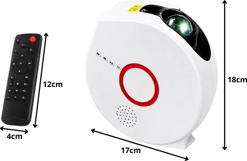 Verk Group Led projektor hvězd galaktický s bluetoothem, reproduktorem, dálkovým ovládačem a noční svítilnou