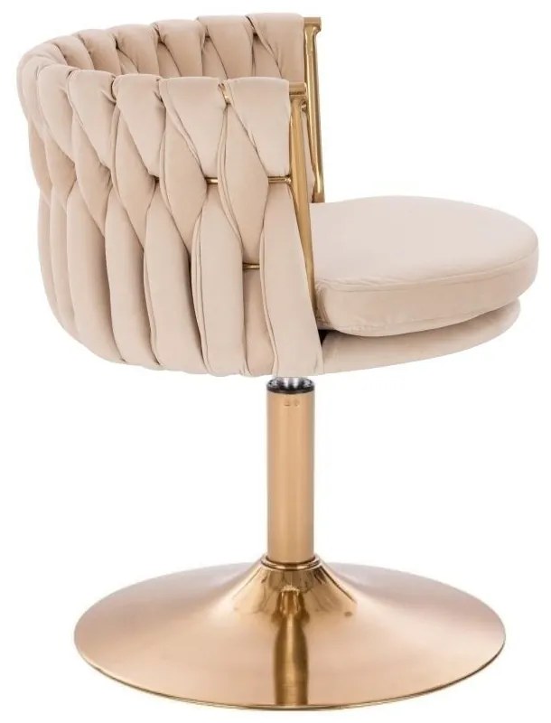 LuxuryForm DESIGN Otočná židle LYON VELUR na zlatém talíři - krémová