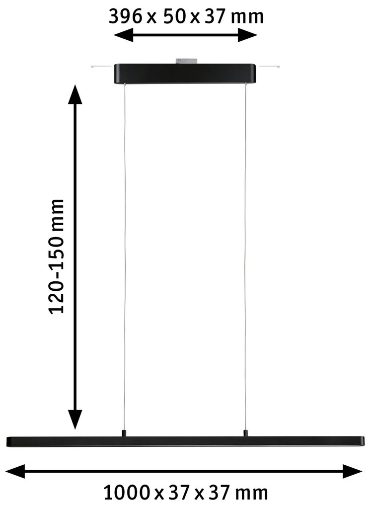 Paulmann 95579 Lento, ZigBee Tunable white, svítidlo se svícením nahoru-dolu pro Urail, 40,5W LED, stmívatelné, černá