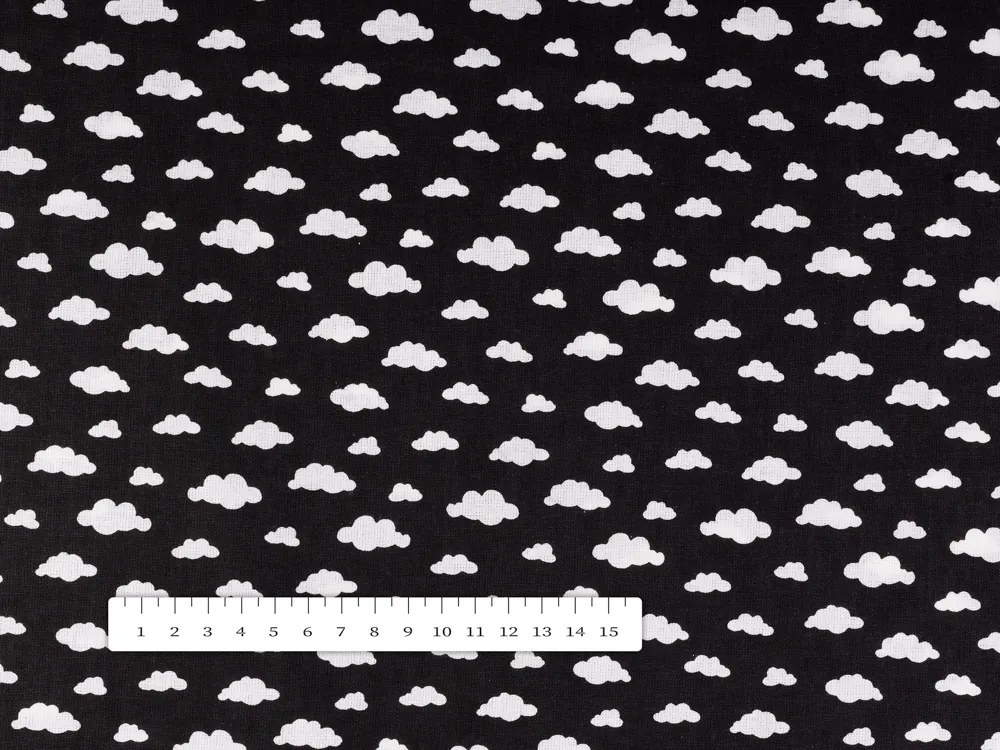 Biante Dětský bavlněný čtvercový ubrus Sandra SA-306 Bílé mráčky na černém 110x110 cm