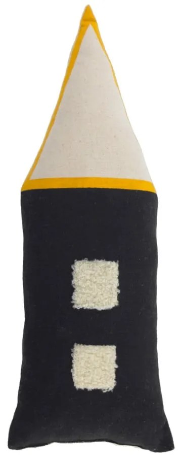 Černo-béžový dětský polštář z organické bavlny Kave Home Nisi, 13 x 35 cm