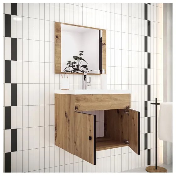 Koupelnový nábytek Nasetio IV, Sifon k umyvadlu: ne, barva: dub artisan, Baterie: ne