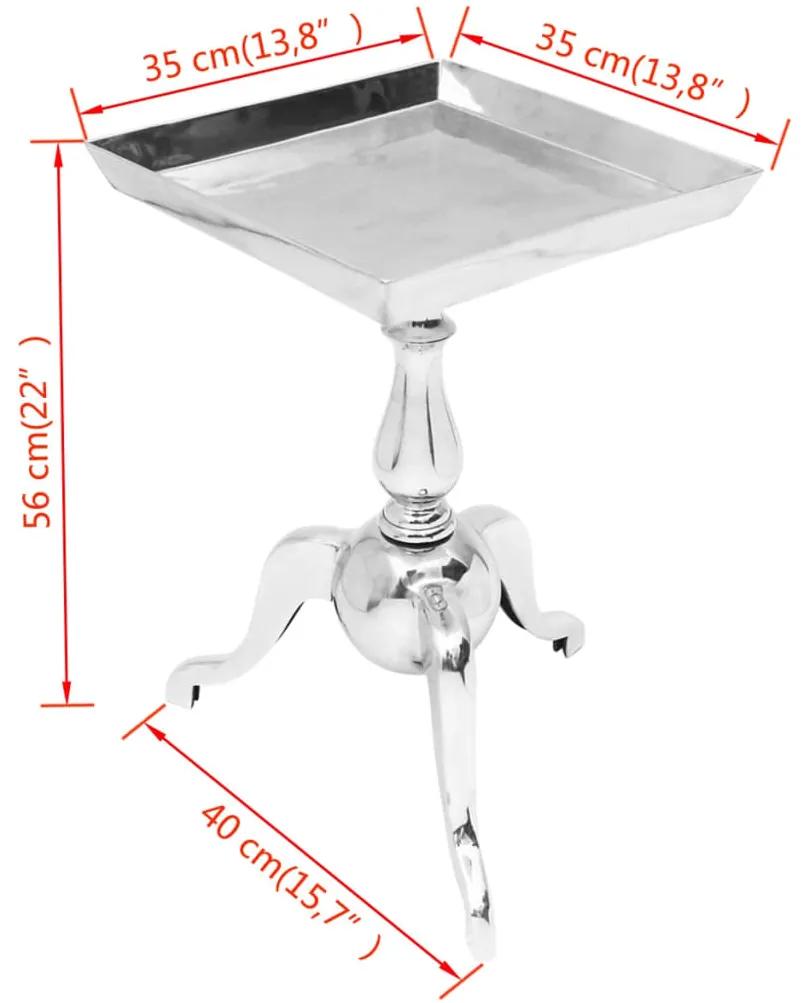 Odkládací stolek čtvercový hliníkový stříbrný - Default Title