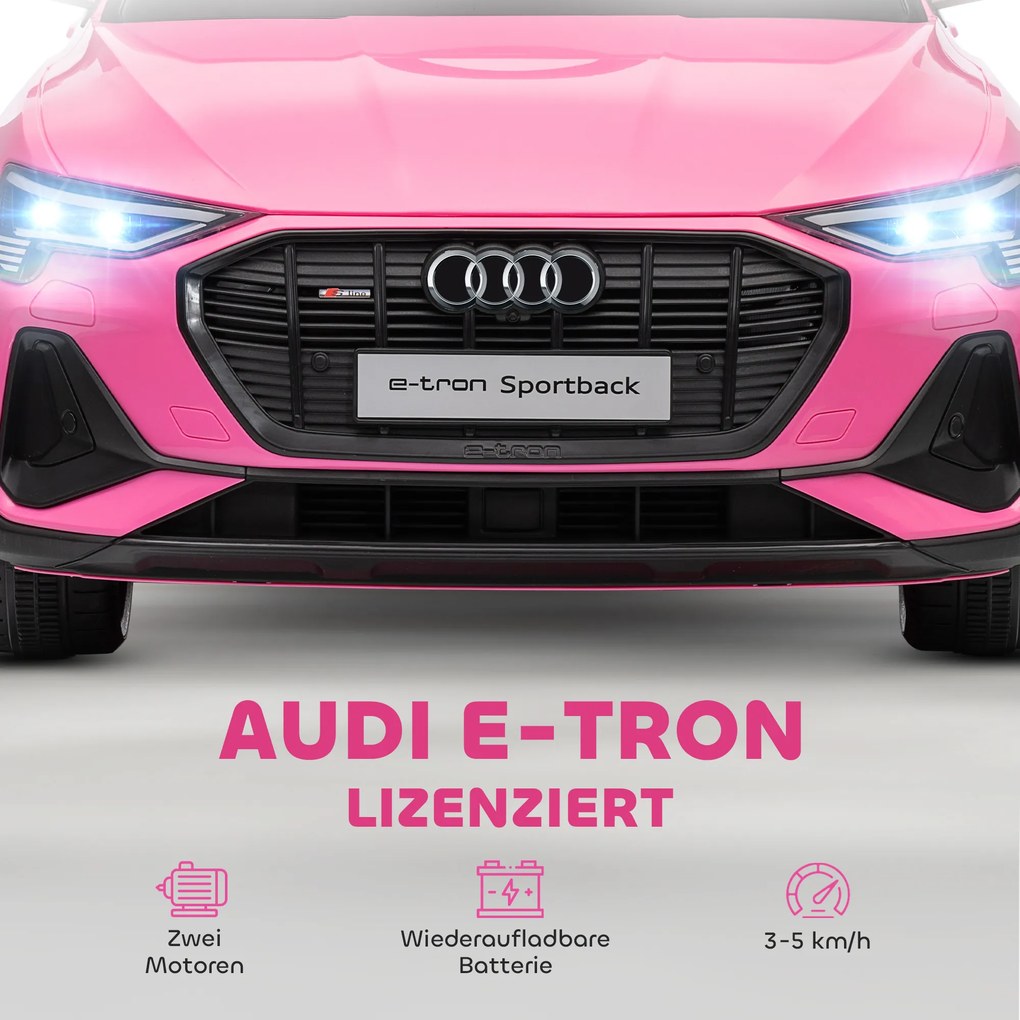 HOMCOM Elektrické dětské auto 12V, elektrické vozidlo Audi E-tron, elektrické auto s dálkovým ovládáním, bezpečnostní pás, pro děti 3-5 let
