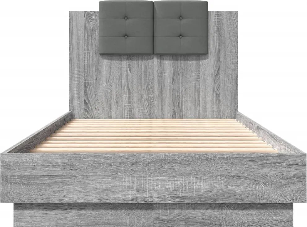 Rám postele s čelem šedý sonoma 90 x 190 cm kompozitní dřevo 3209973