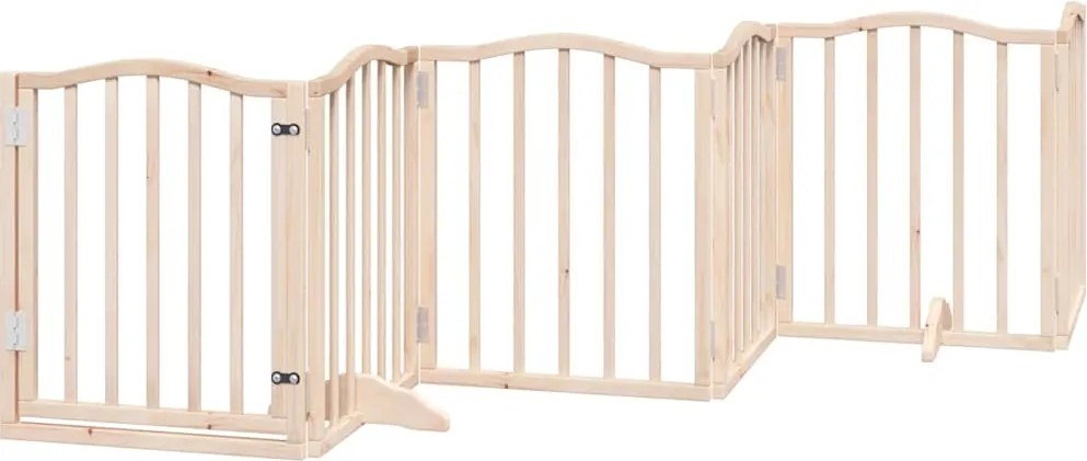 Zábrana pro psy s dvířky skládací 9 panelů 450 cm topol 3155585